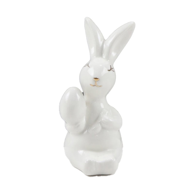 Ceramic Rabbit Figurines, Porcelain Easter Bunny Decorations for Home ...