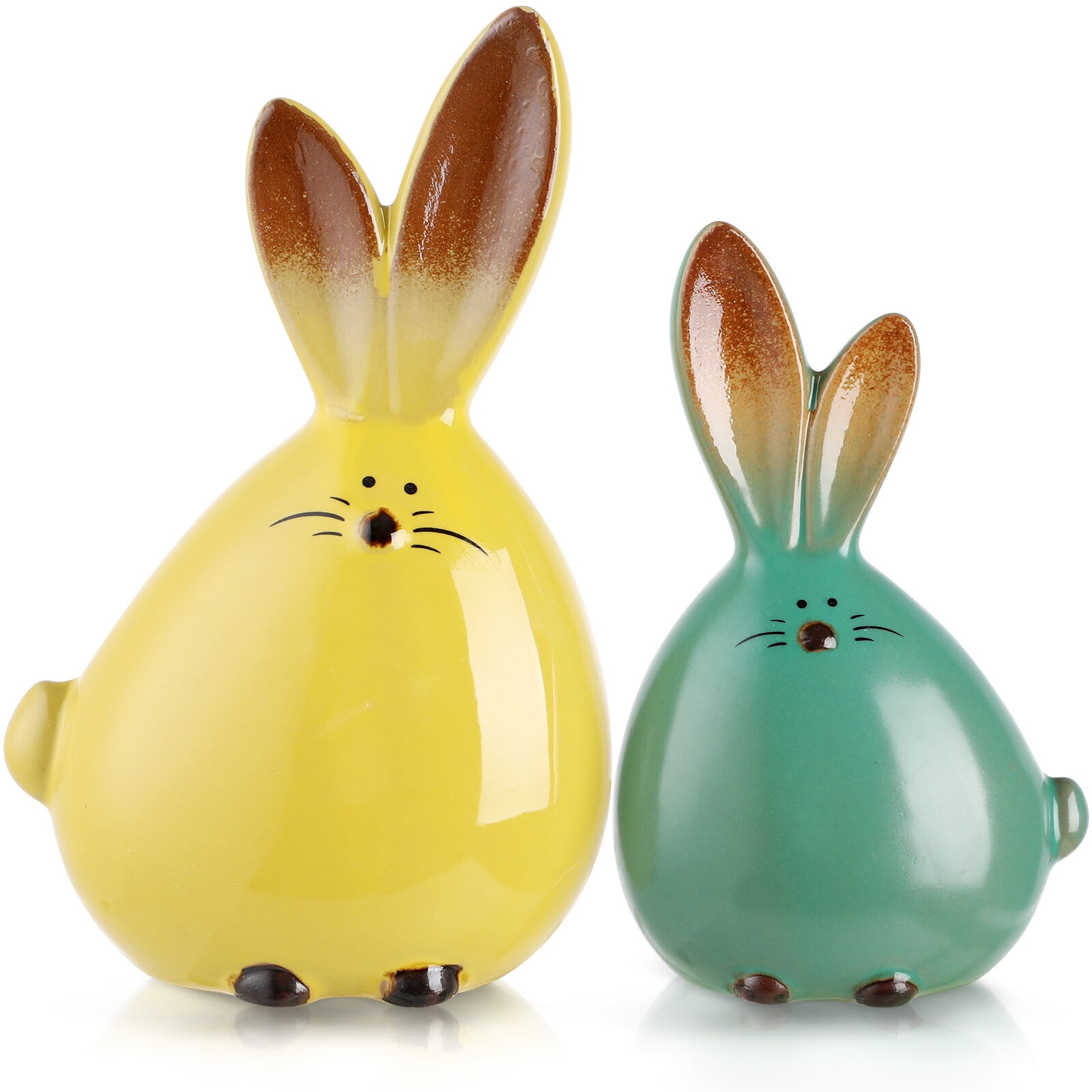 Ceramic Rabbit Ornament Bunny Statue Decor Easter Figurines Table ...