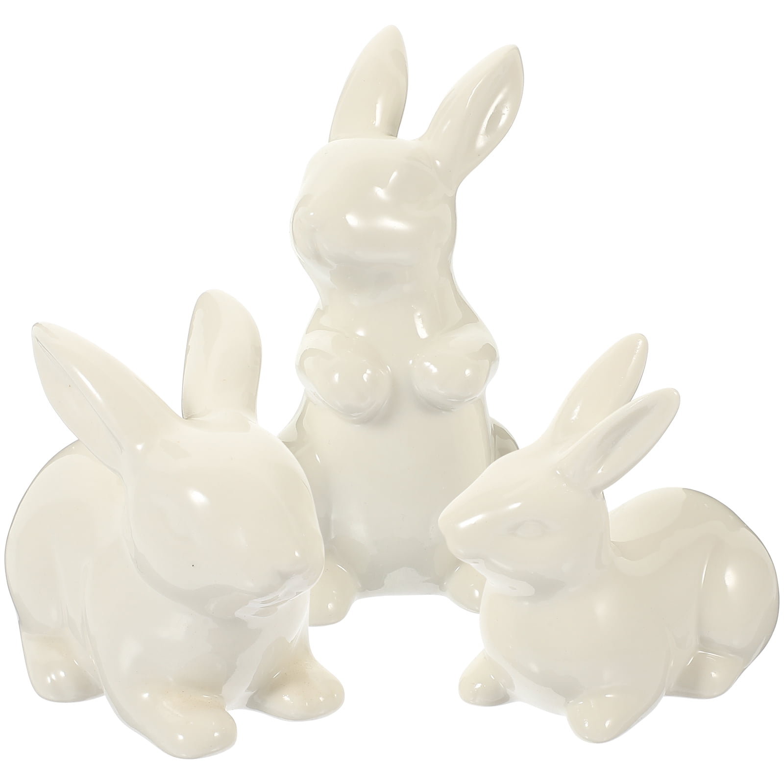 Ceramic Rabbit Ornament Home Decor Tabletop Mini Bunny Decorations ...