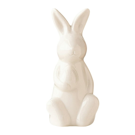 Ceramic Rabbits Figurine Decor, White Ceramic Rabbit Tabletop Bookshelf ...