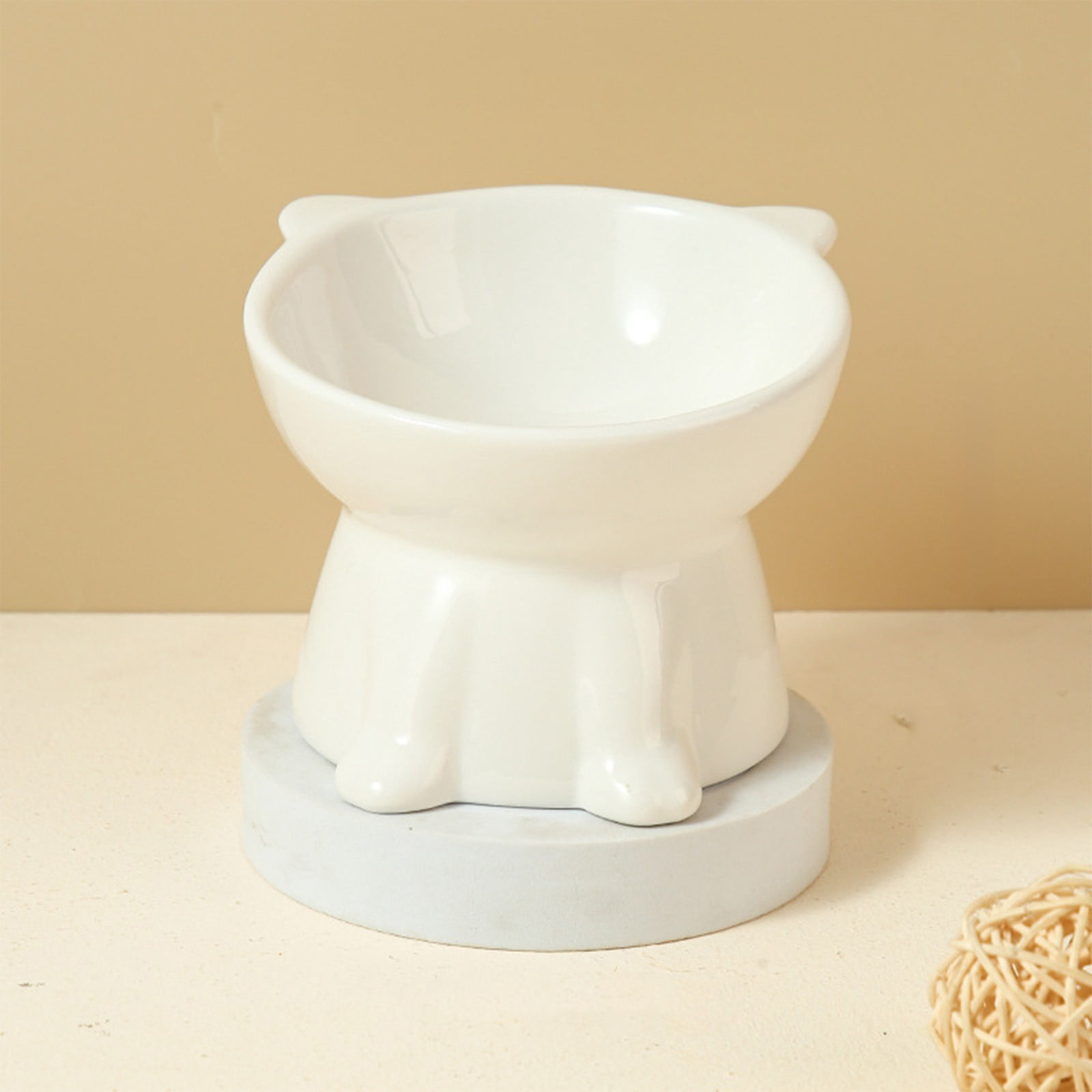 Ceramic Raised Cat Bowl with Stand, Elevated Wide Shallow Feeder Dish ...