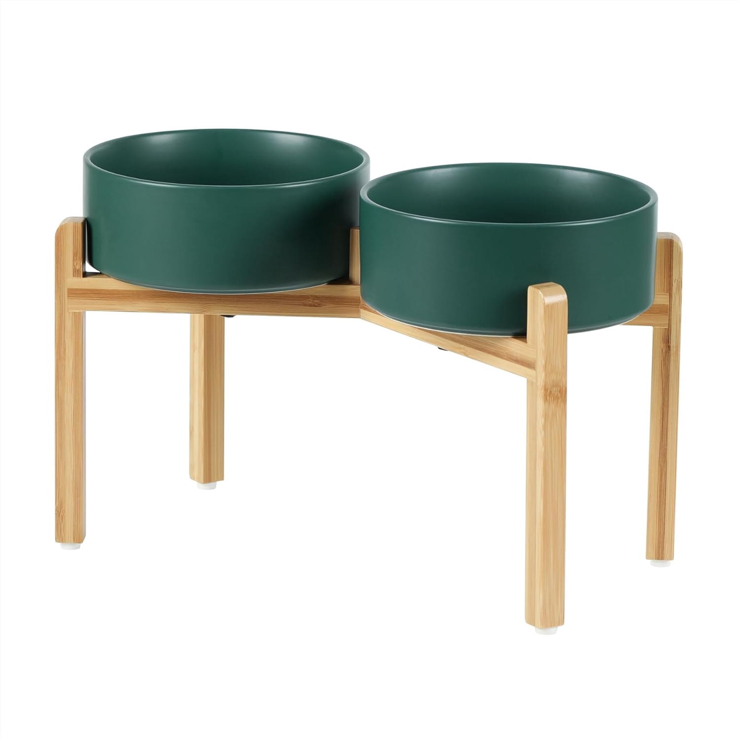 Ceramic Raised Double Bowls Set with Stand, Food & Water Bowls for ...