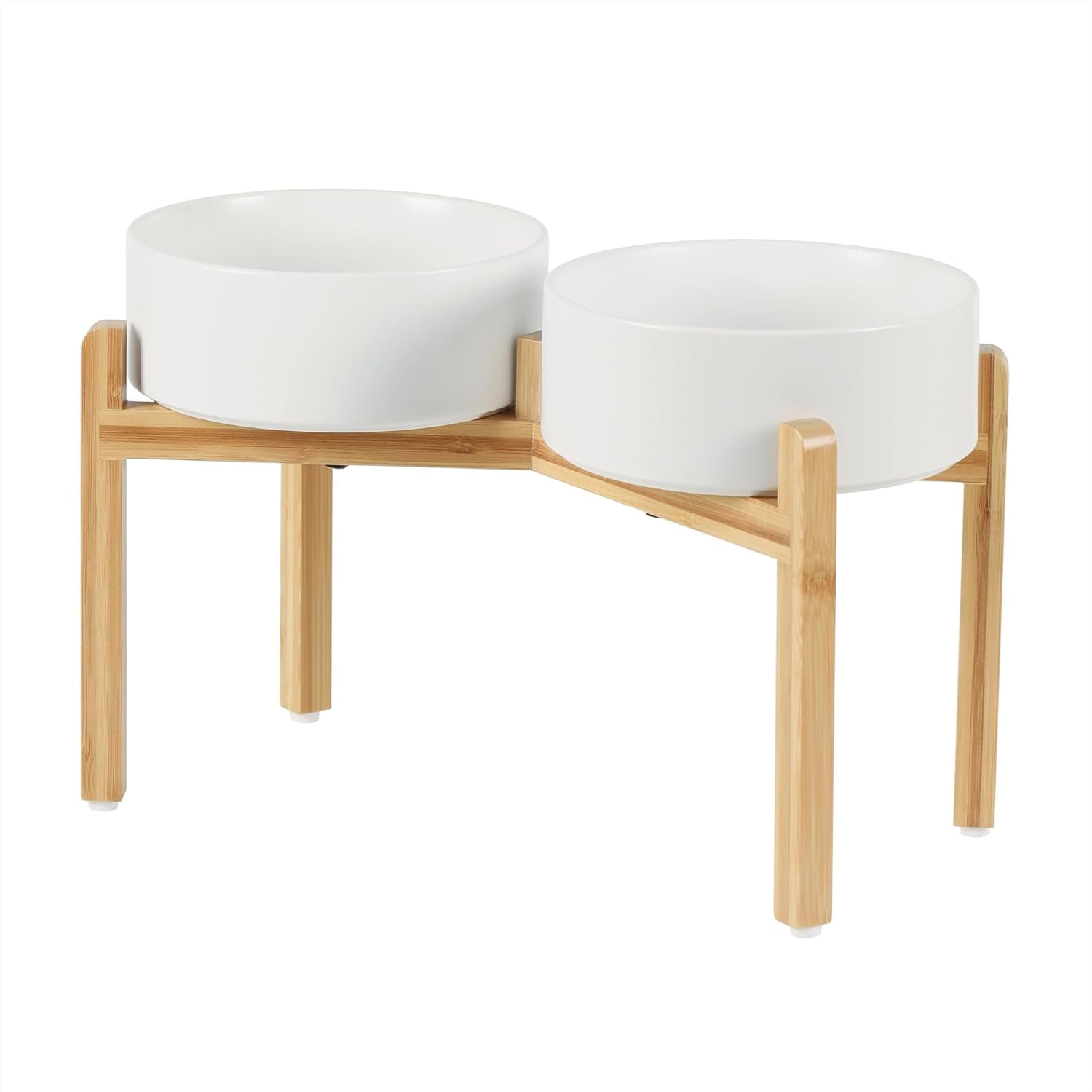 Ceramic Raised Double Bowls Set with Stand, Food & Water Bowls for ...