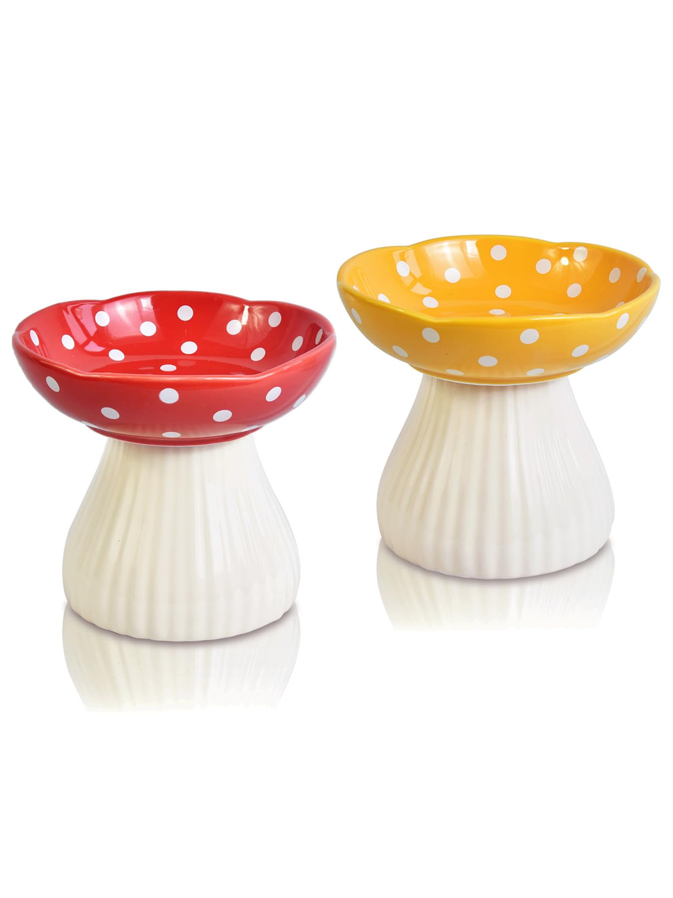 Ceramic Raised Mushroom Cat Bowl Set, Cute Elevated Cat Bowls Whisker ...