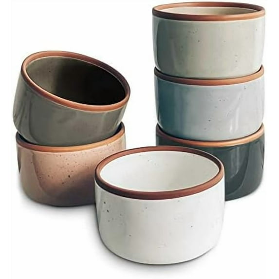 Ceramic Ramekins - 4oz, Set of 6 - Small Oven Safe Baking Dishes/Cups ...