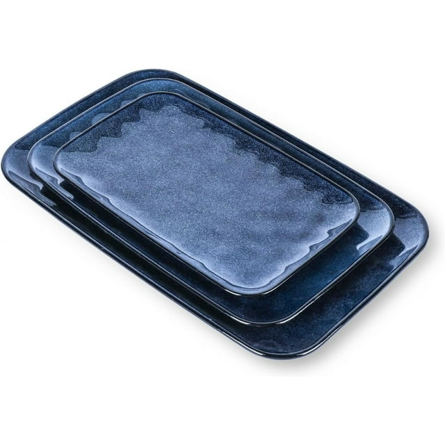 Ceramic Rectangle Serving Platters - 14" 12" 10" Porcelain Serving ...