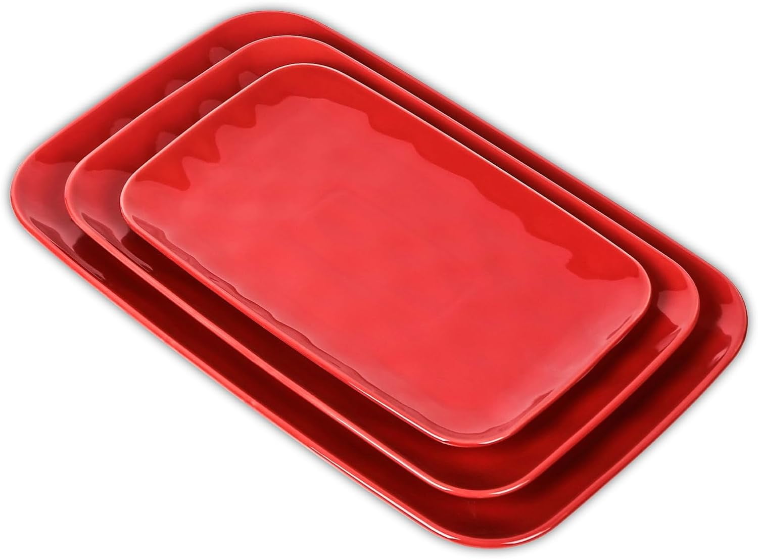Ceramic Rectangle Serving Platters - 14" 12" 10" Porcelain Serving ...