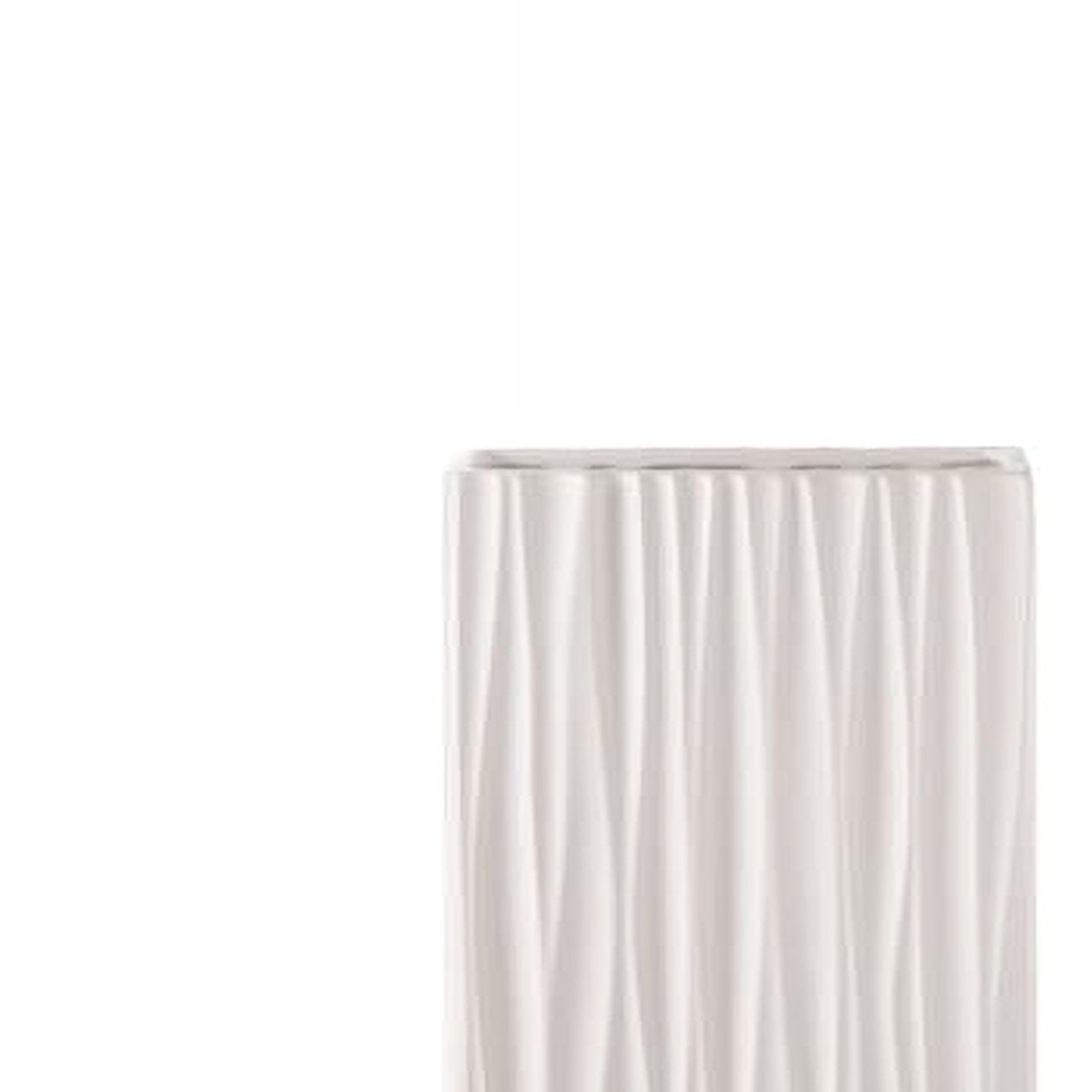 Ceramic Rectangle Tall Vase with Embossed Seamless Wave Column Pattern ...