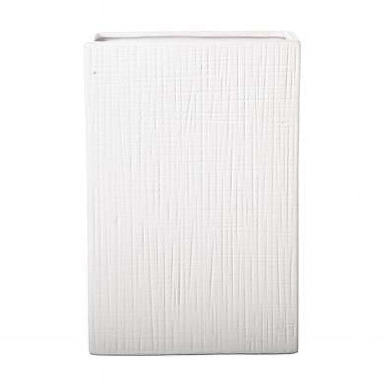 Ceramic Rectangle Vase with Ridge Design Body, Matte White - Large ...