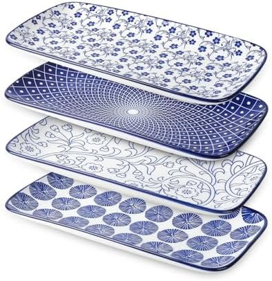 Ceramic Rectangular Salad Plates Set, Dinner Plate 9.4 Inch Dessert ...