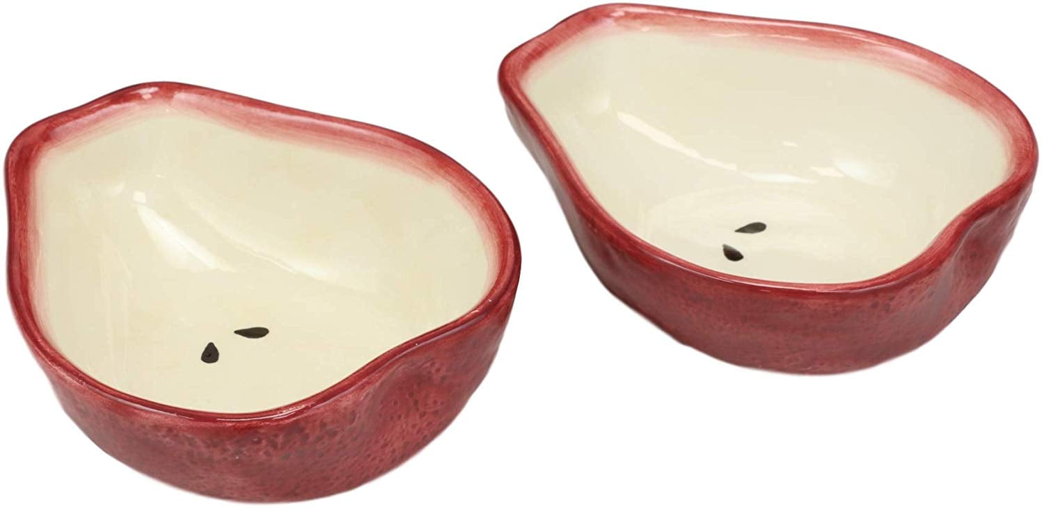 Ceramic Red Anjou Pear Halves Small 4oz Dipping Saucer Condiment Bowl ...