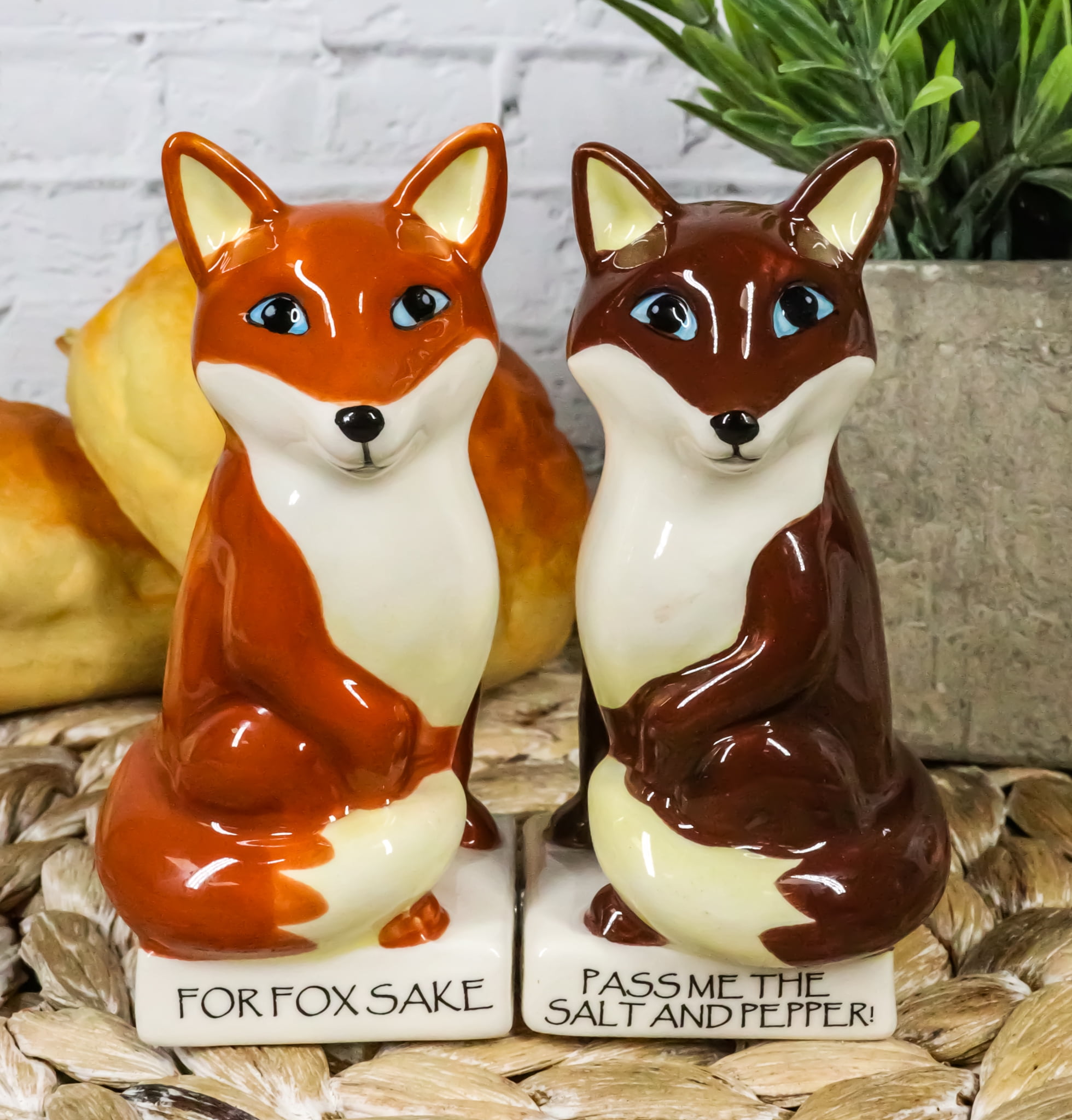 Ceramic Red Brown Foxes 'For Fox Sake Pass Me The Salt And Pepper ...