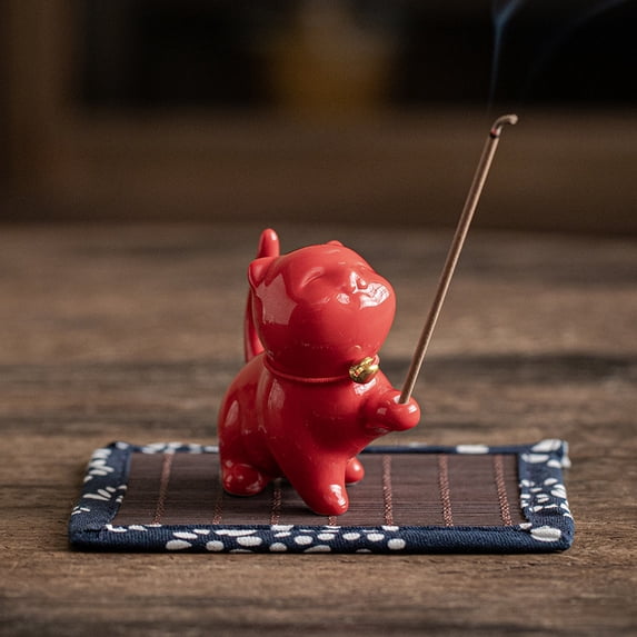 Ceramic Red Kitten Figurine - Walmart.com
