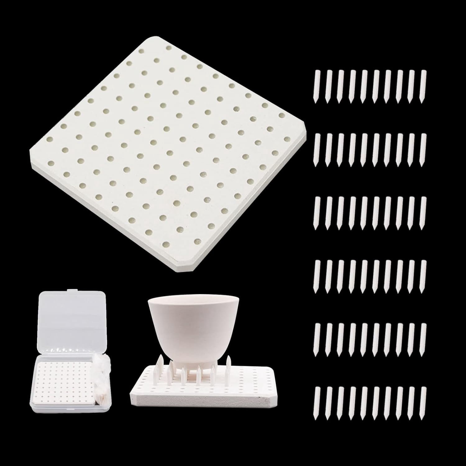 Ceramic Refractory Pad with 60pcs Kiln Stilts Support Nails, Pottery ...