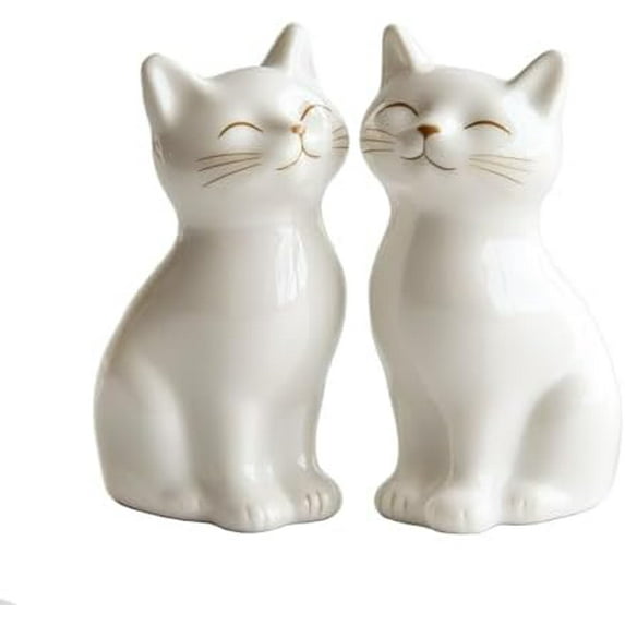 Ceramic Retro Cat Lovers Shape Salt & Pepper Shakers Set, Hand-Painted ...