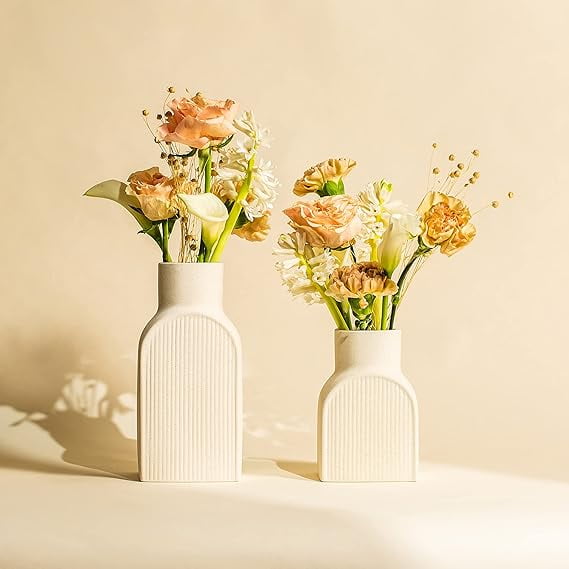 Ceramic Ribbed Vases, Set of 2 - Walmart.com