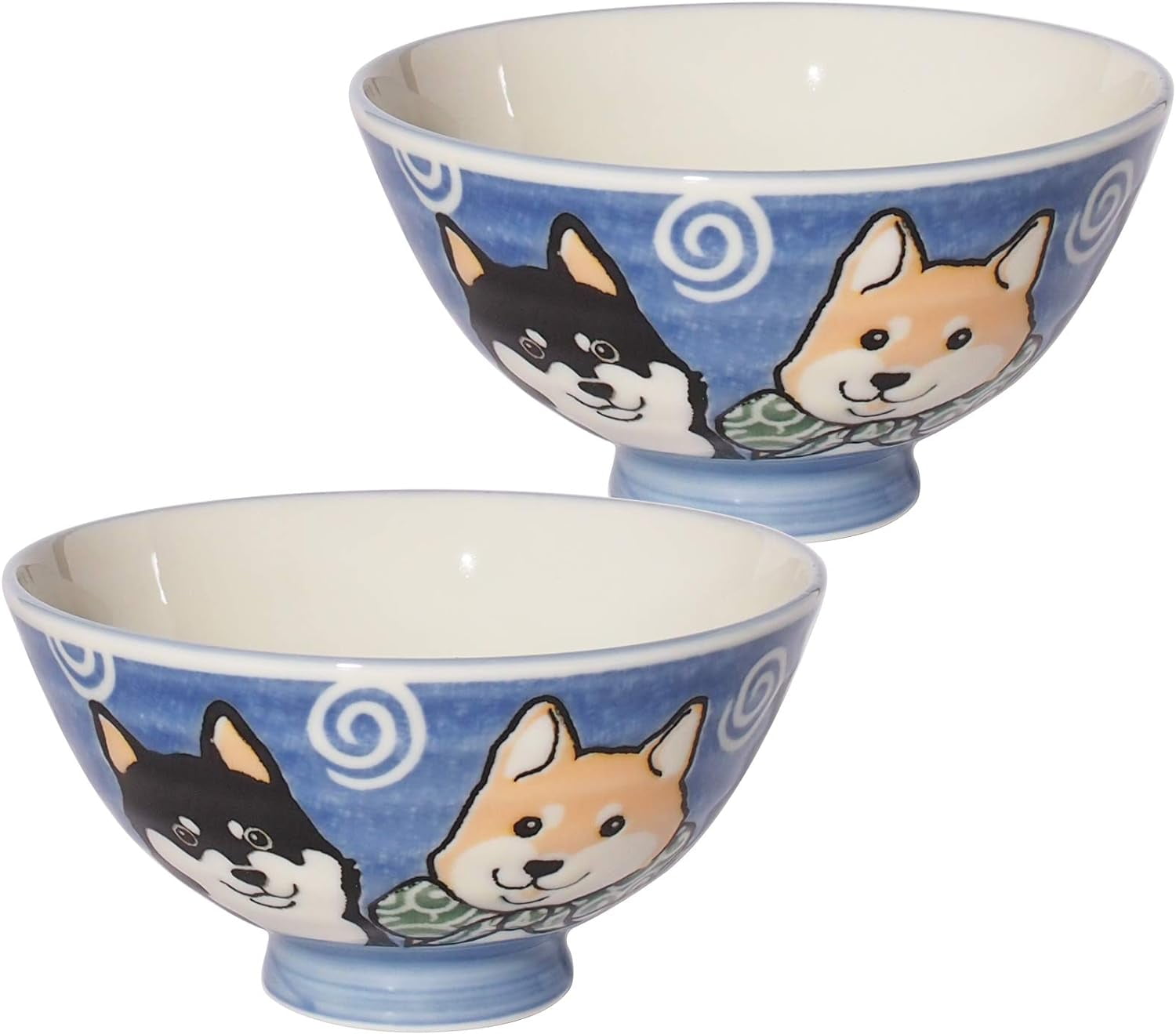 Ceramic Rice Bowl Shiba Inu dog design Blue Set of 2 φ4.64×H2.48in made in Japan - Walmart.com