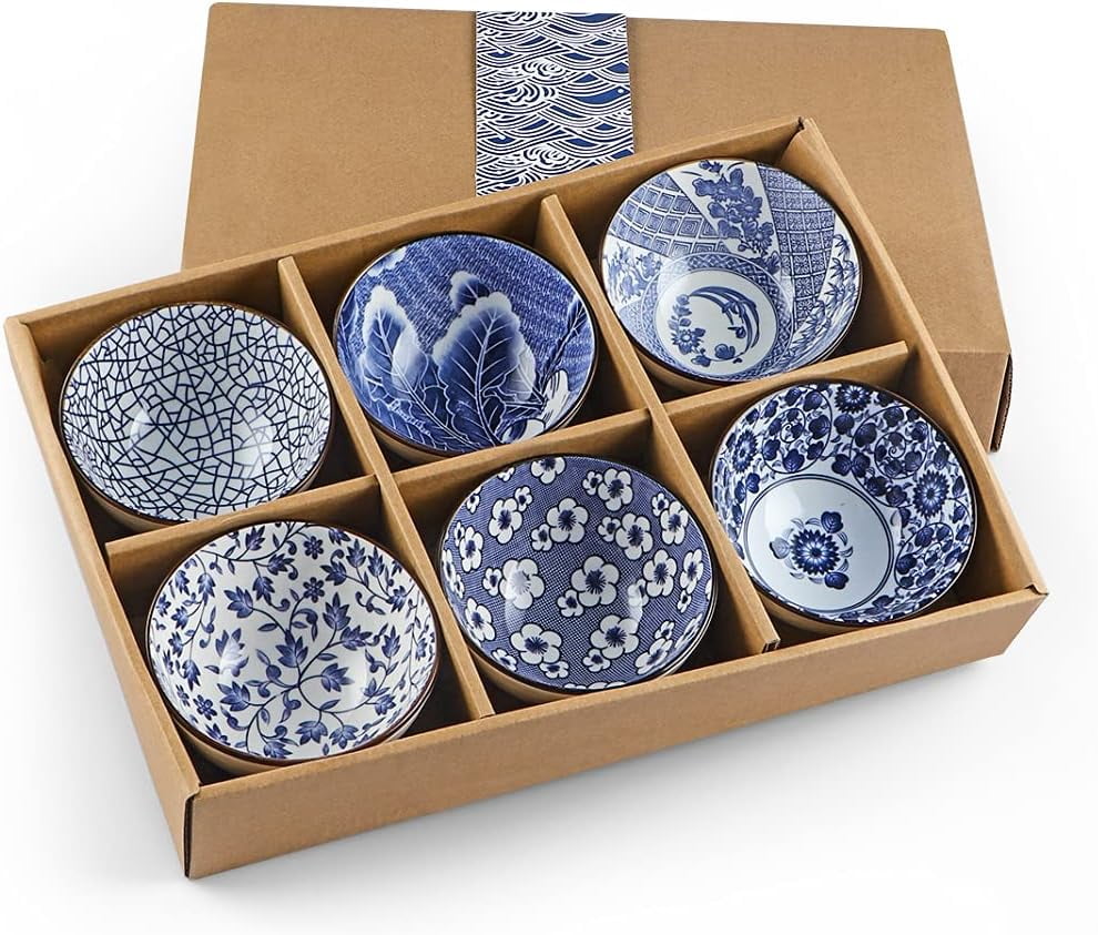 Ceramic Rice Bowls 10 oz, Japanese Style Bowl Gift Set, Assorted ...