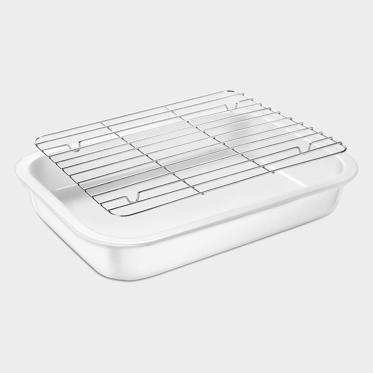 Ceramic Roasting Pan, Baking Dish with Stainless Steel Rack, Non Stick ...