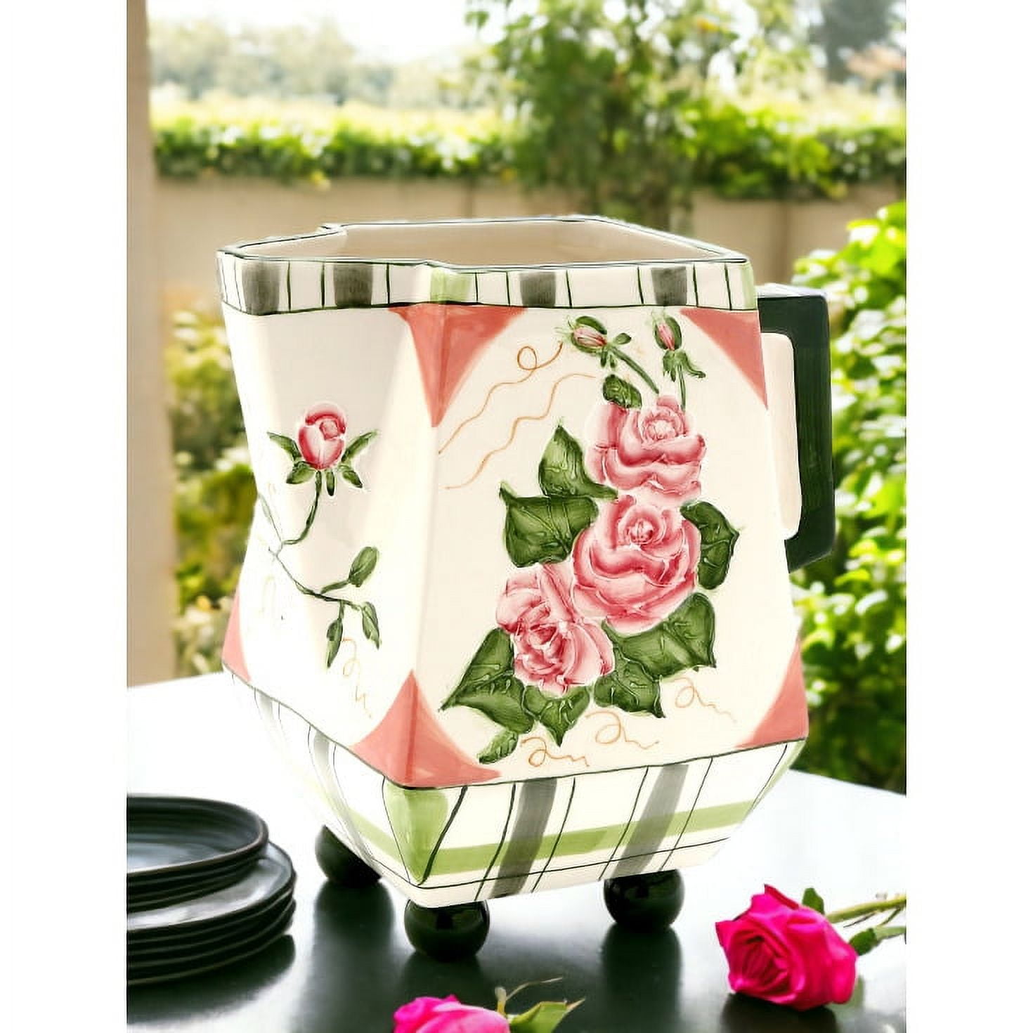 Ceramic Rose Flower Pitcher 7.5x5x8.5 inches Mom - Walmart.com