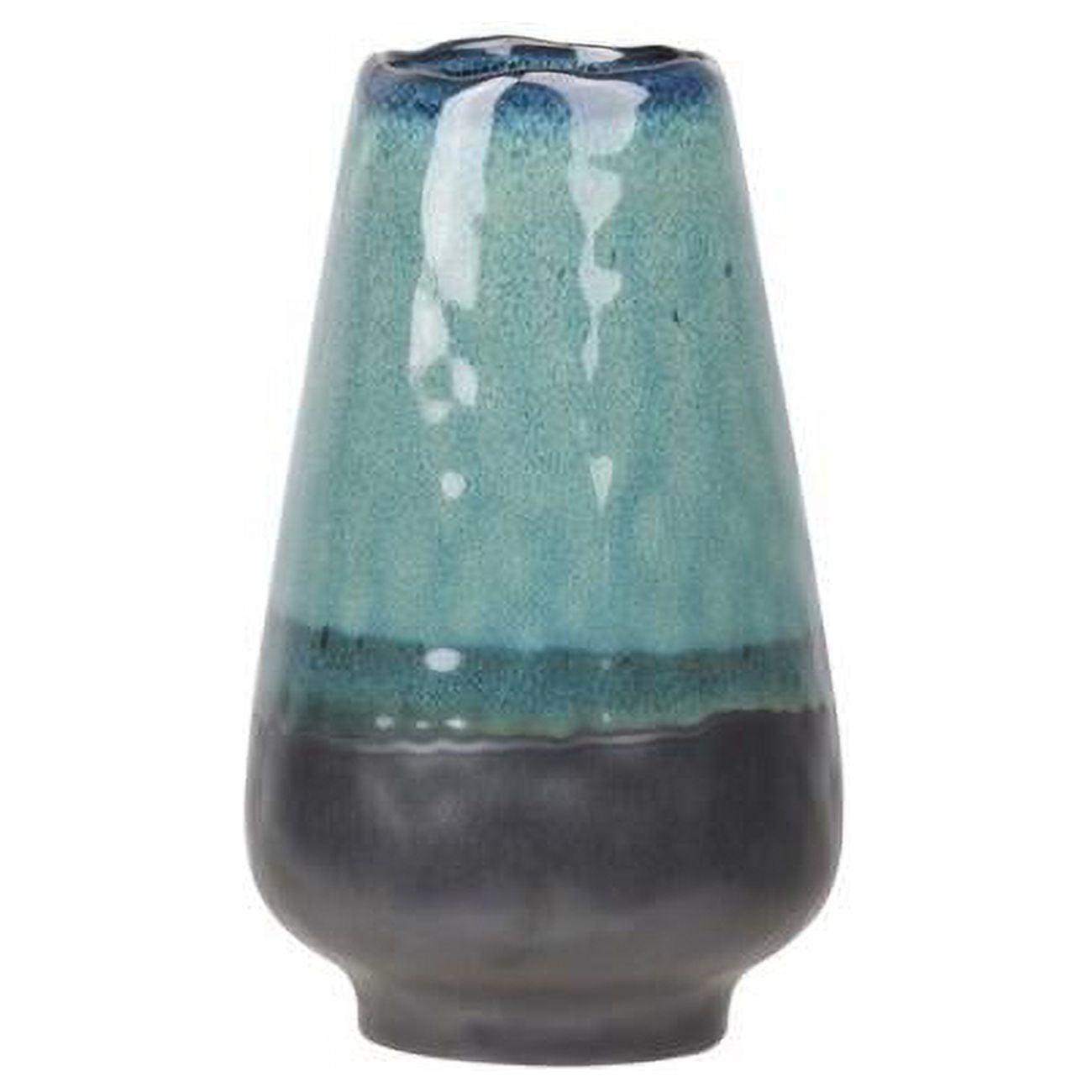 Ceramic Round Bellied Vase with Irregular Mouth Faded Blue Rim Top ...