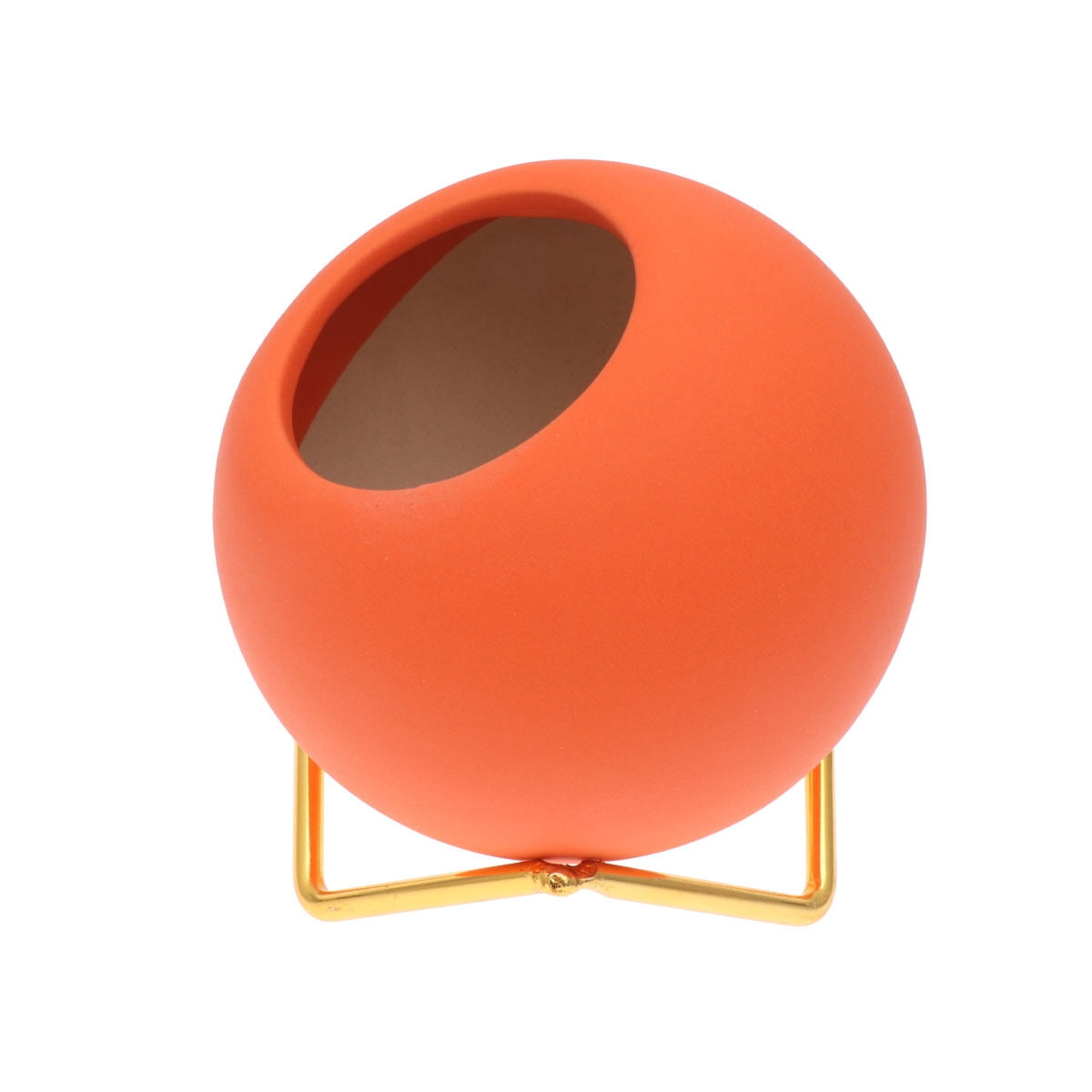 Round Ceramic Flower Pot with Galvanized Steel Base, Simple , Stylish ...