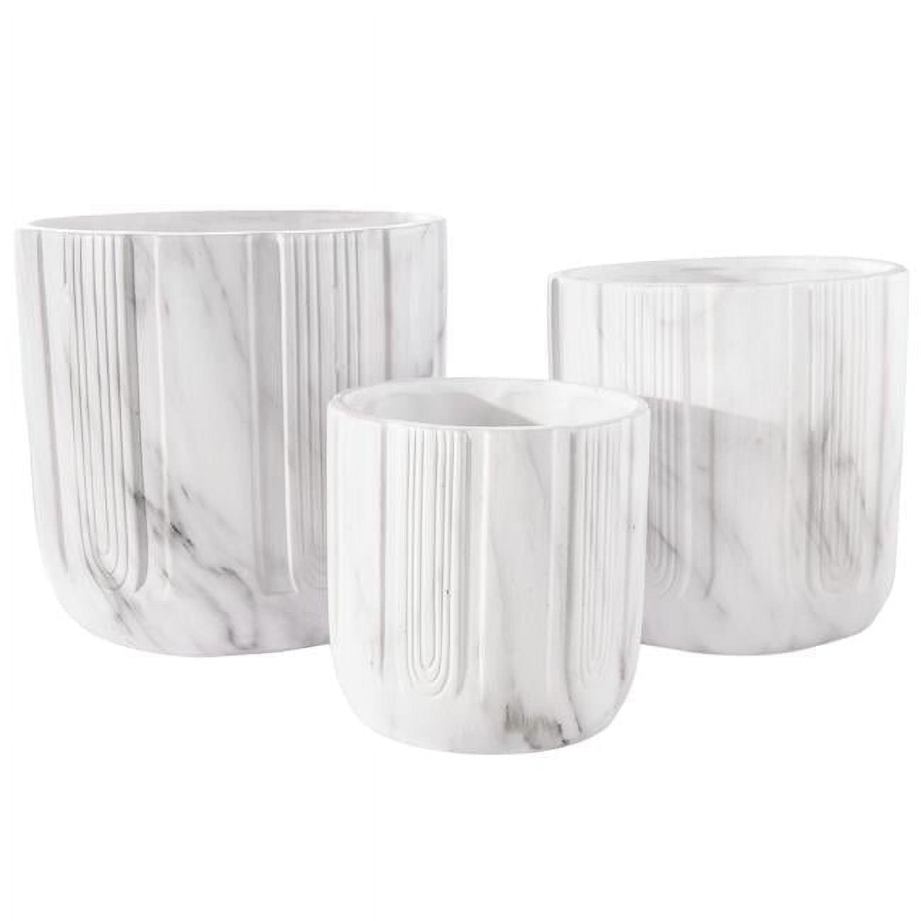 Ceramic Round Pot with Debossed Column Pattern in Seamless Overlay ...