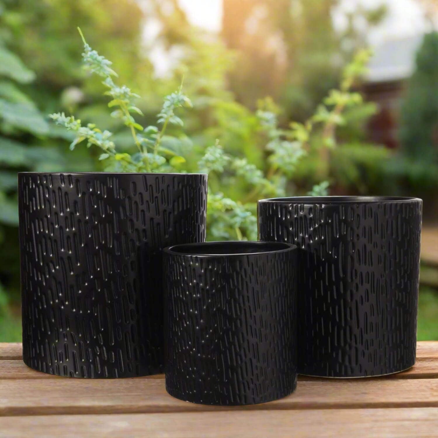 Olenna Textured Ceramic Pot Set (Set of 3) - Walmart.com