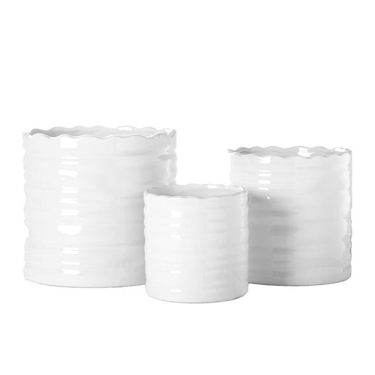 Ceramic Round Pot with Irregular Lip & Embossed Ribbed Layered Design ...