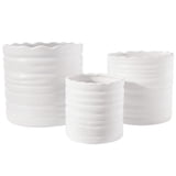 Ceramic Round Pot with Irregular Lip & Embossed Ribbed Layered Design ...