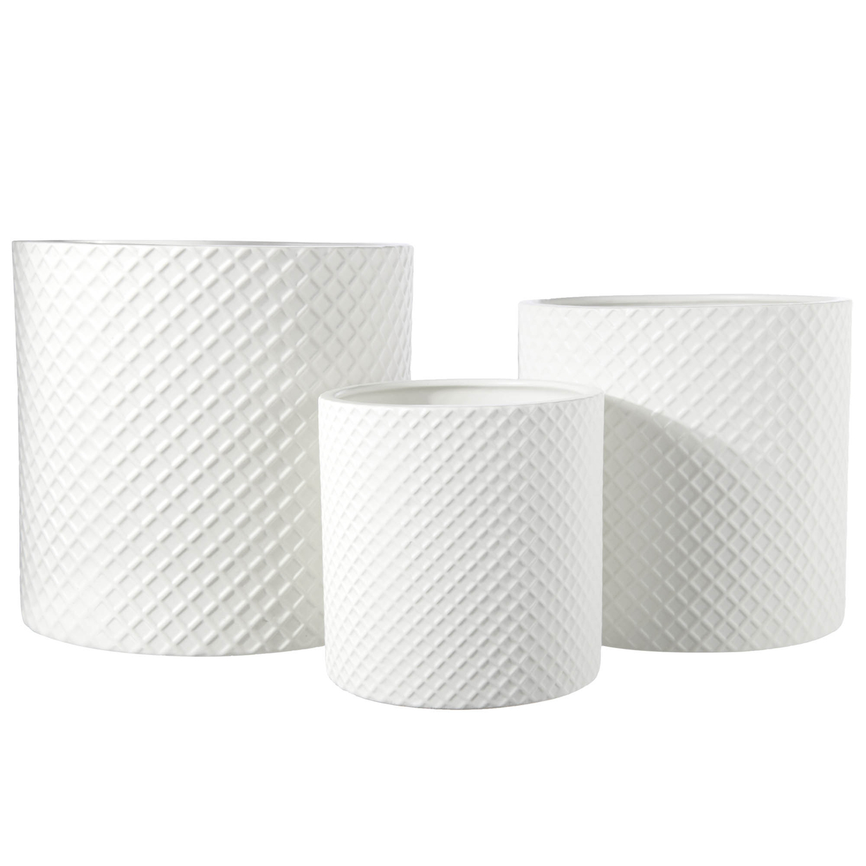 Nelly Diamond Pattern Ceramic Pot (Set of 3) - Walmart.com