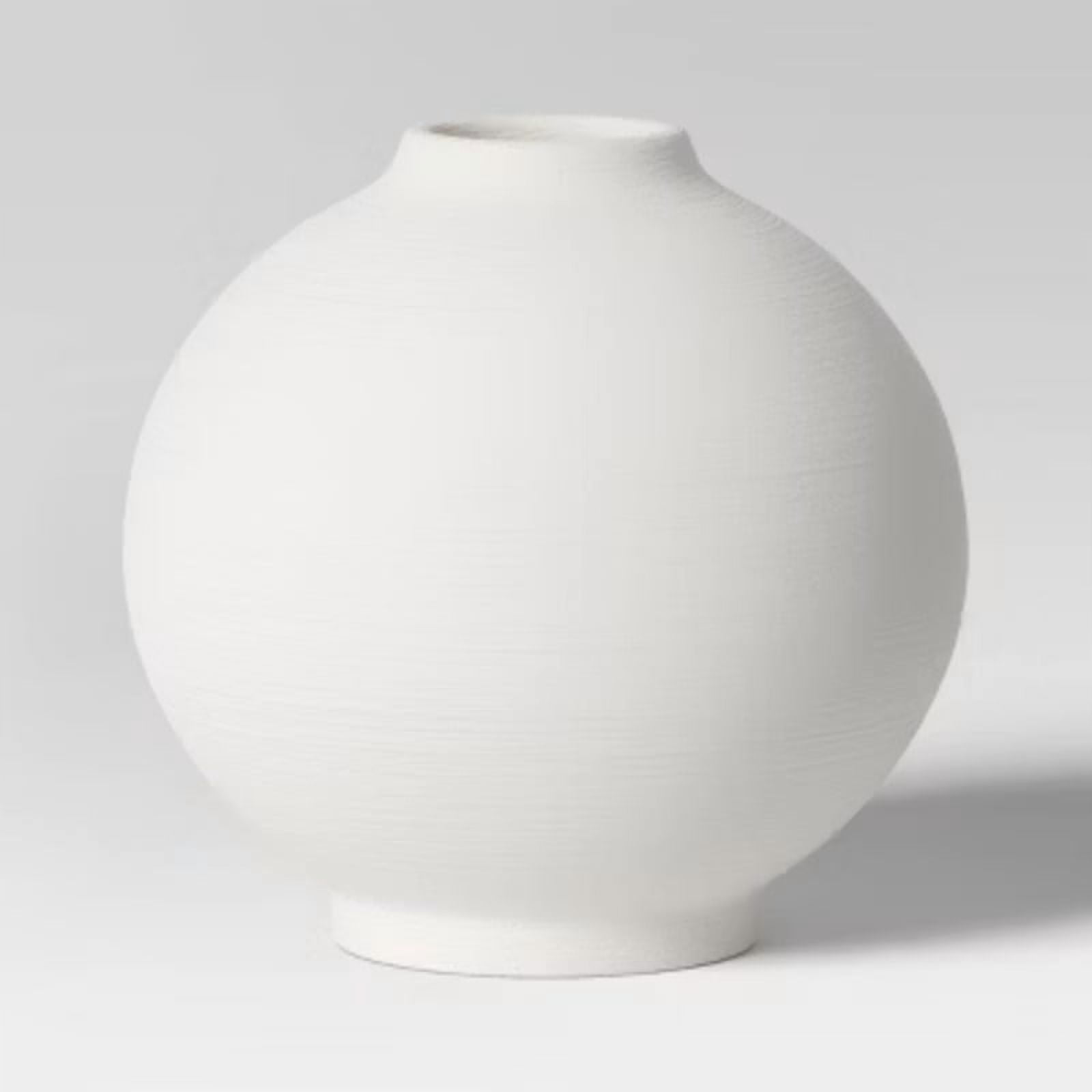 Ceramic Round Textured Vase White: Elegant Bud Vase for Tabletop, Spot ...