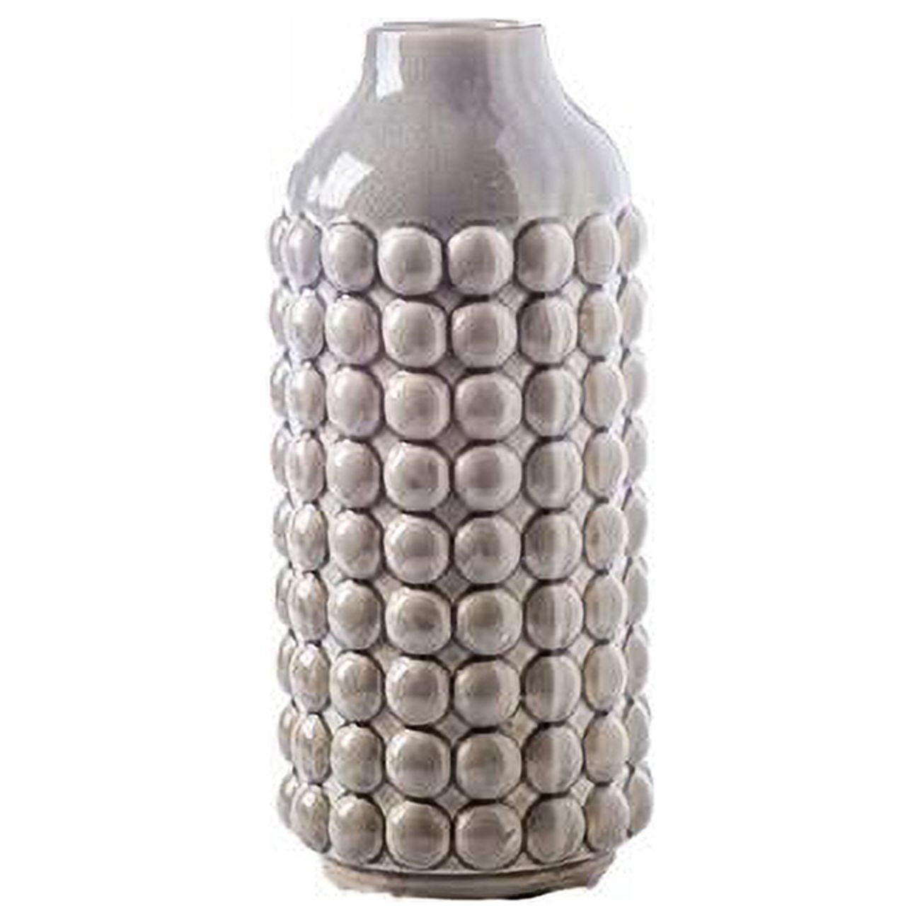 Ceramic Round Vase with Embossed Bubbled Pattern Design Body, Gloss ...