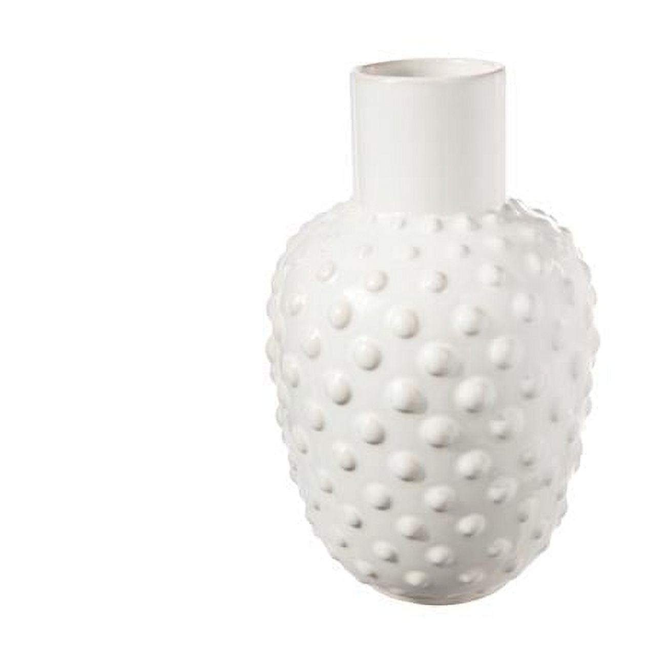 Ceramic Round Vase with Embossed Dotted Design Body & Tapered Bottom ...