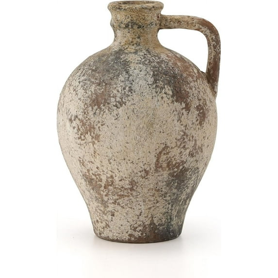 Ceramic Rustic Farmhouse Vase,8.25 inch Terracotta Vase with Handle ...