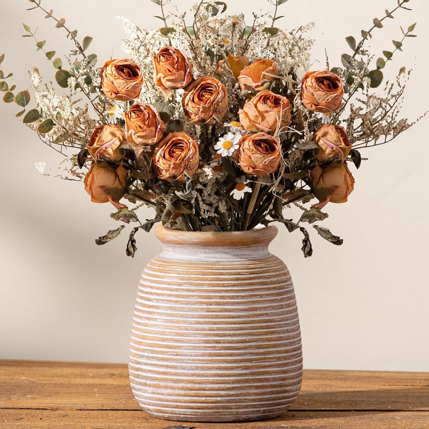 Ceramic Rustic Vase, Small Flower Farmhouse Vases Home Decor, 6 ...