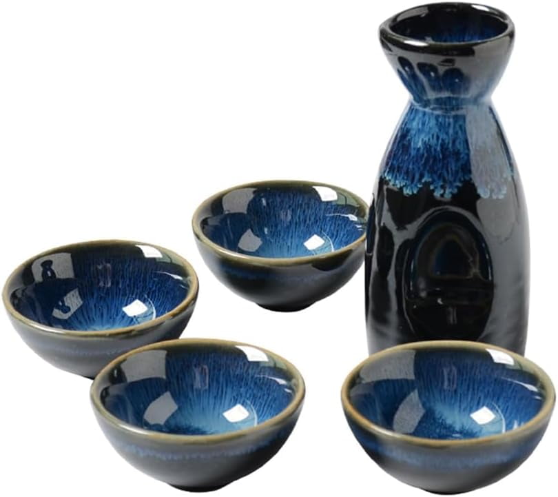 Ceramic Sake Cup Set With Hand-Painted Blue Starry Sky Pattern ...