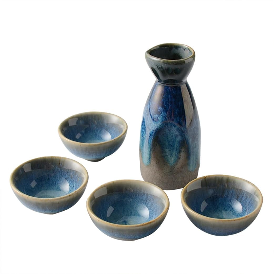 Ceramic Sake Cup Set With Hand-Painted Blue Starry Sky Pattern ...