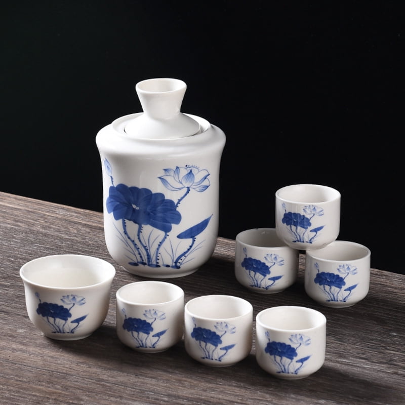 Ceramic Sake Set Cups with Warmer Keep Sake,Traditional Porcelain ...