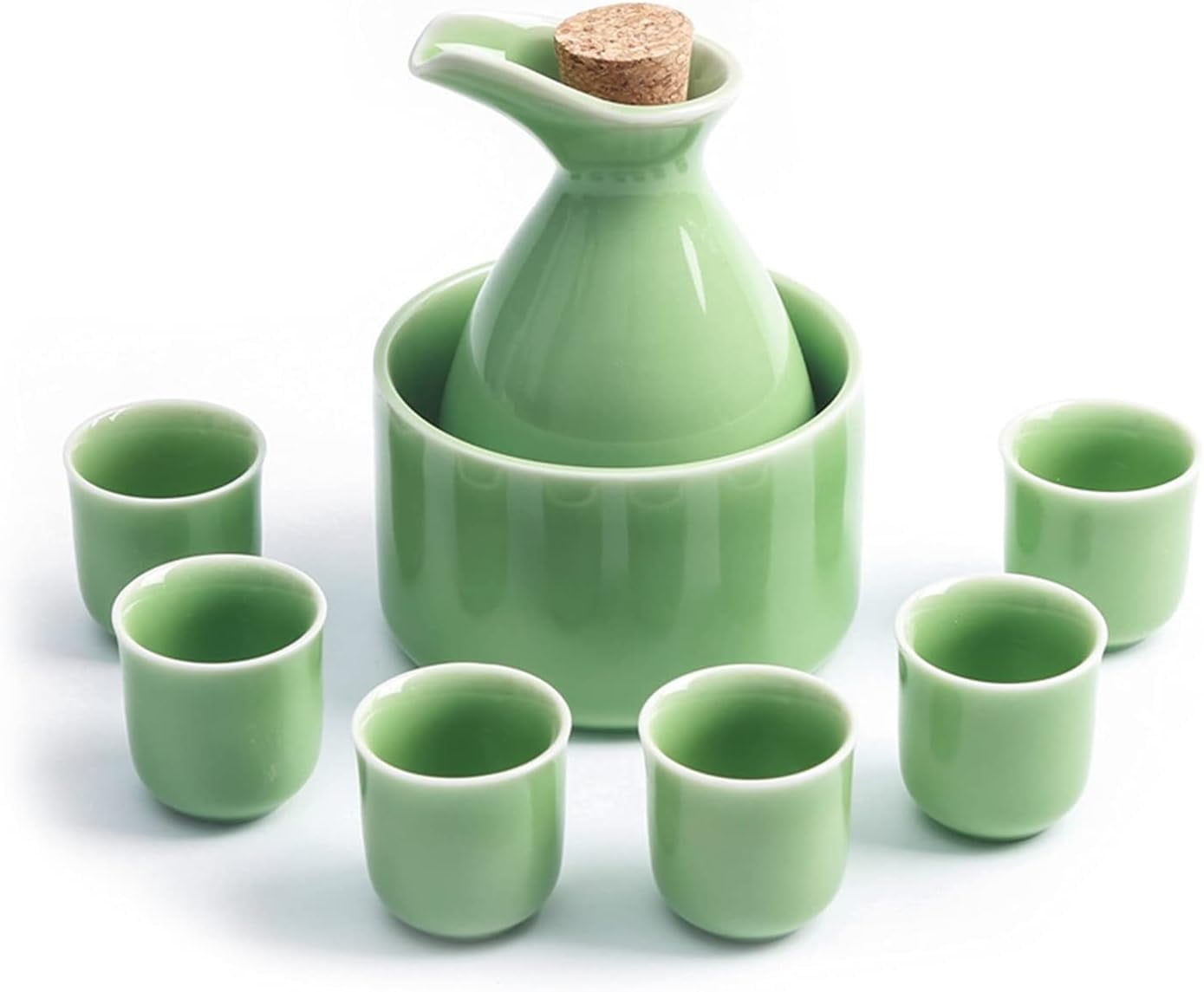 Ceramic Sake Set,Traditional Japanese Pottery Hot Saki Drink With 6 ...