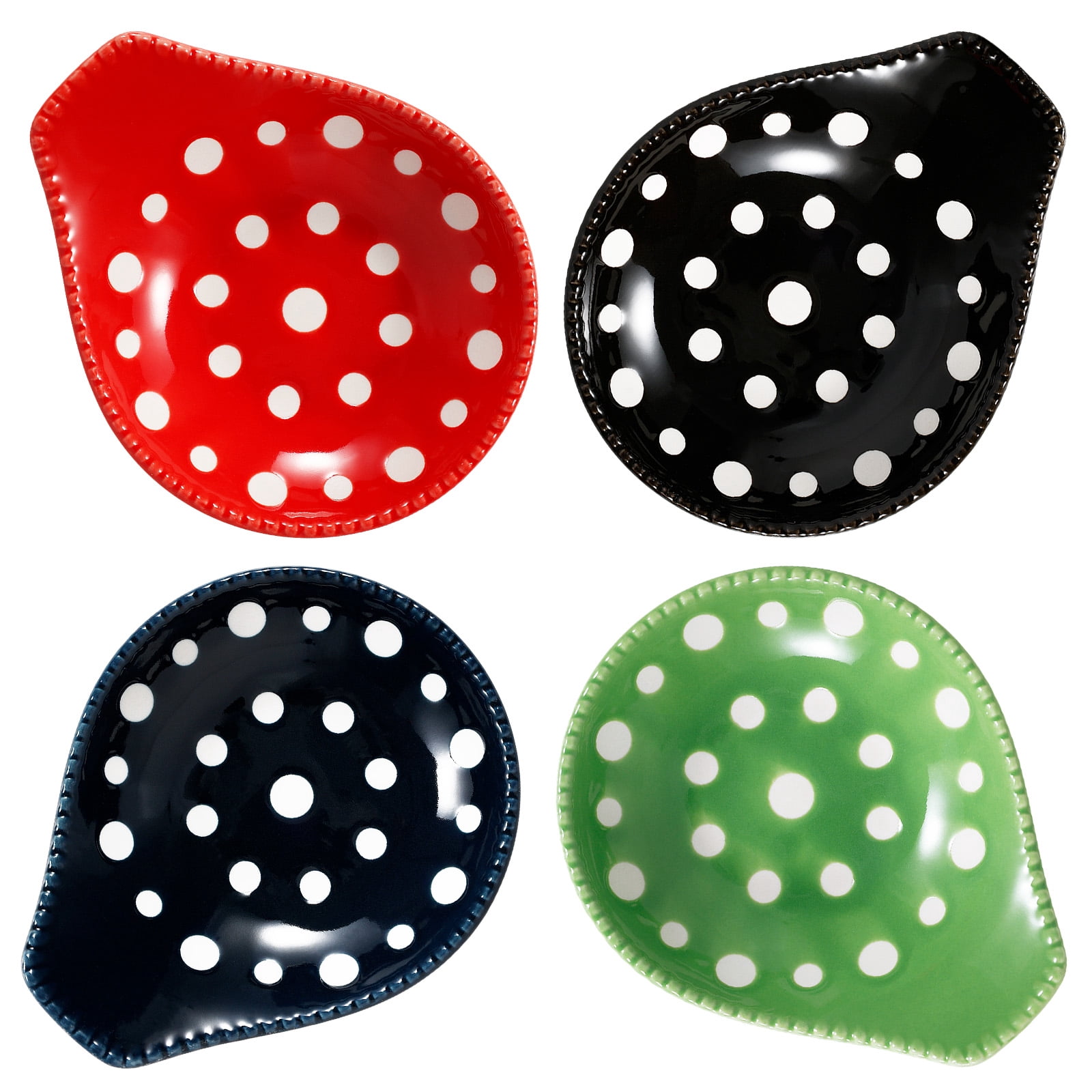 Ceramic Salad Plate with Handle Serving Plate Set of 4 for Appetizer ...