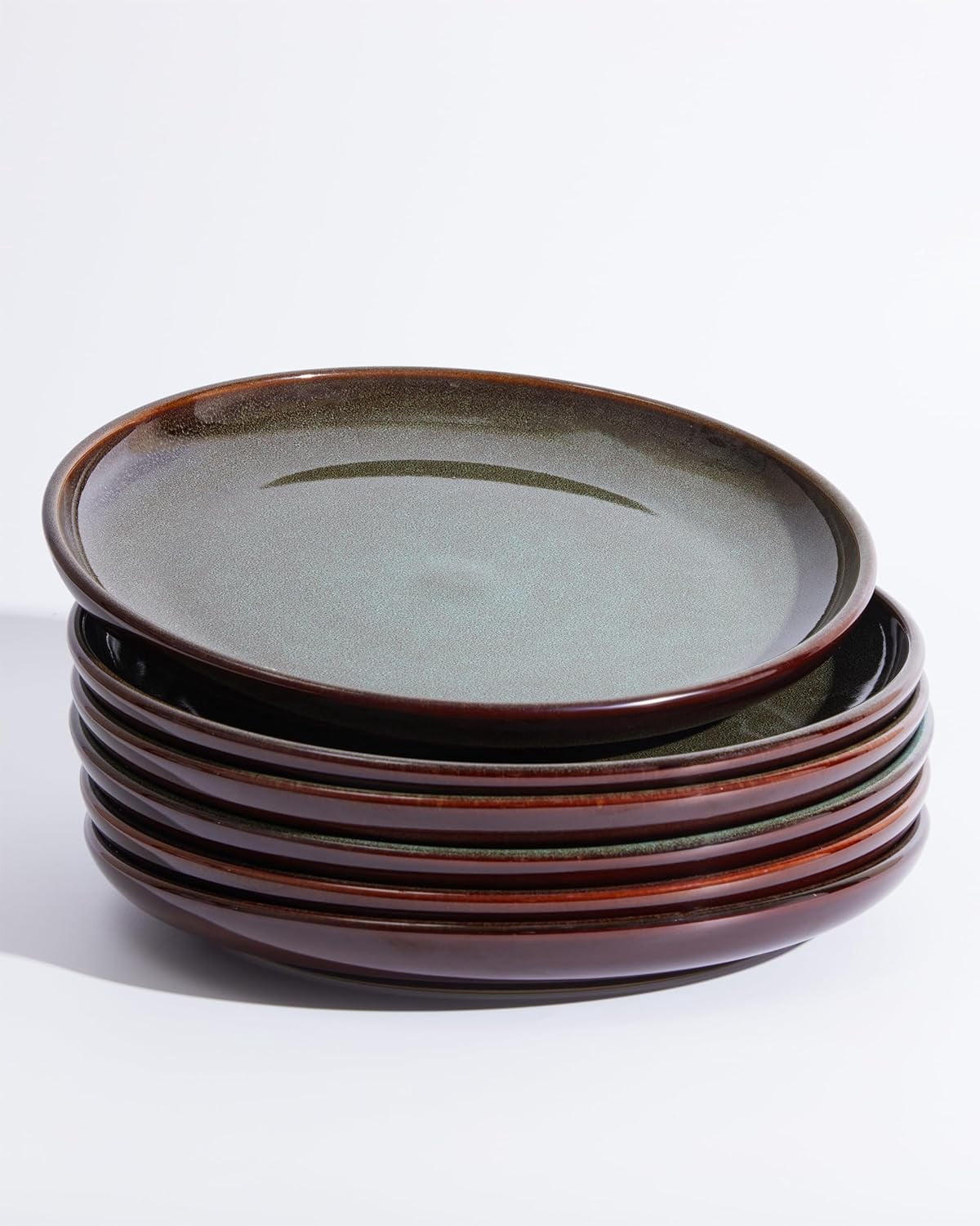 Ceramic Salad Plates Set of 6, 8.0 Inch Reactive Glaze Dish Set, Small ...