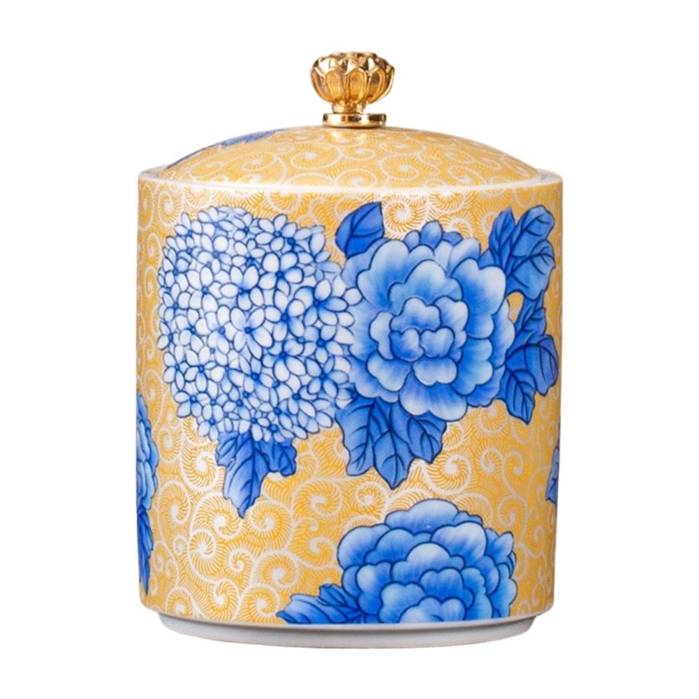 Ceramic Salt Cellar with Lid, 8.5 oz Small Vintage Floral Salt Holder ...