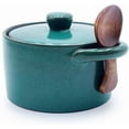 Ceramic Salt Cellar With Lid & Spoon,12oz Salt Container For Countertop ...