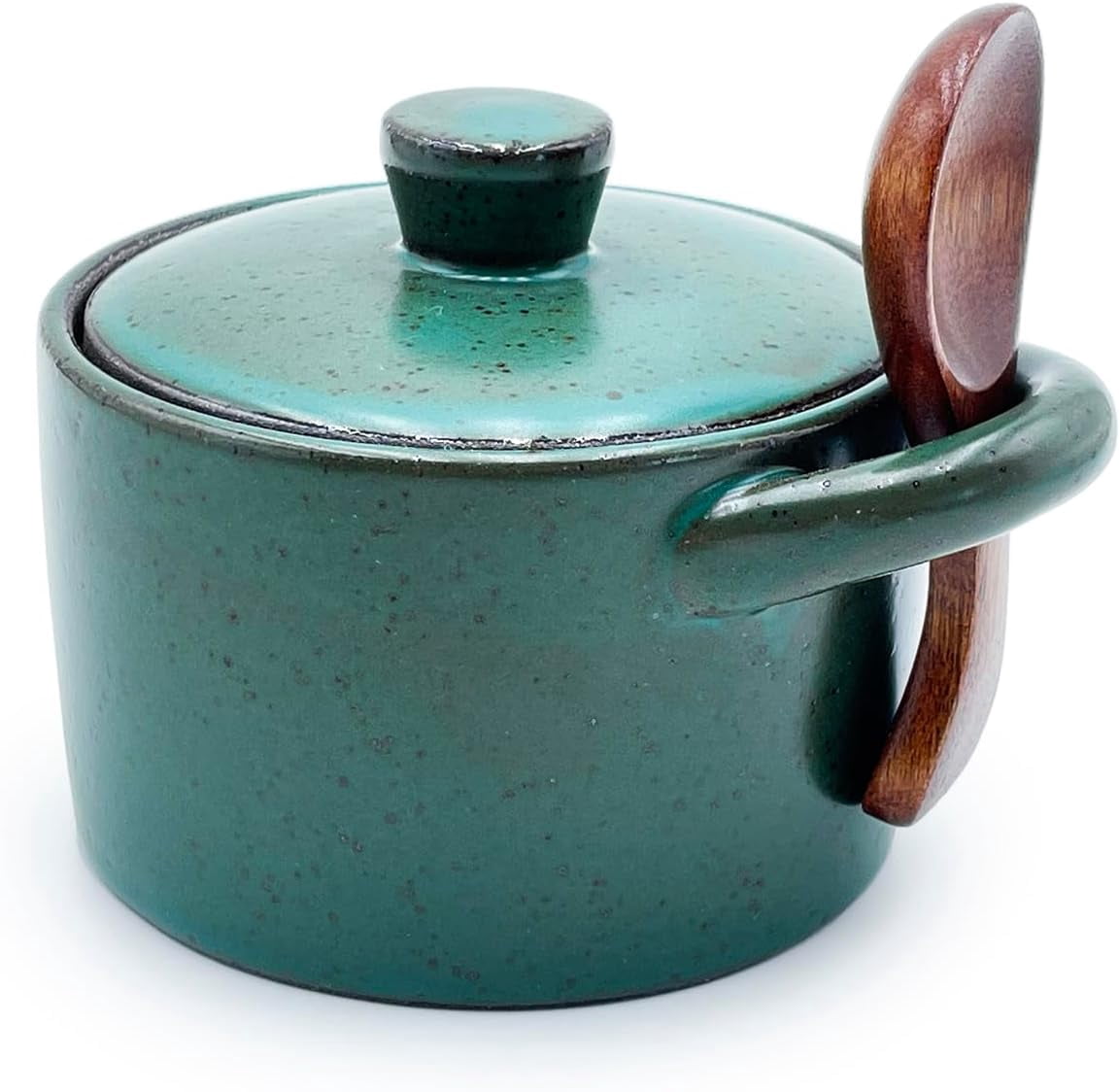Ceramic Salt Cellar With Lid & Spoon,8oz Salt Container For Countertop ...