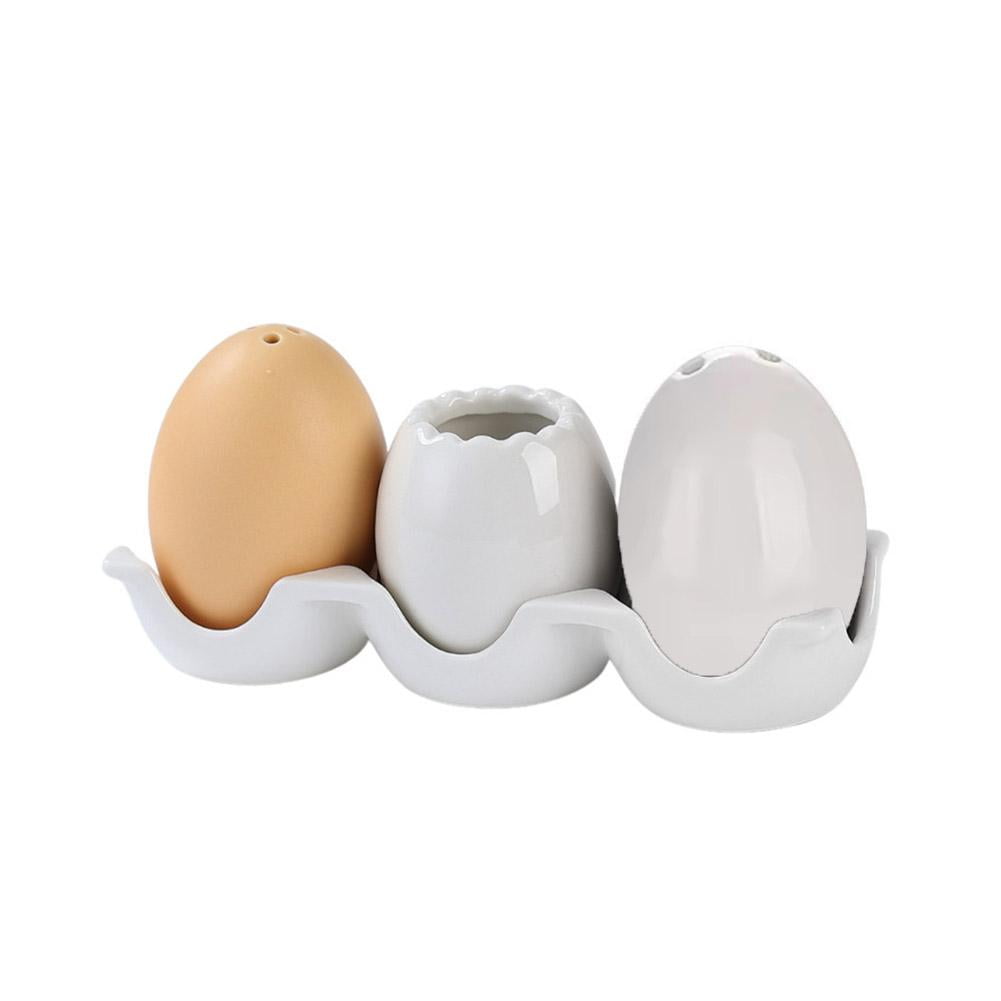Ceramic Salt and Pepper Shaker Set,Egg-Shaped Ceramic Spice Shaker with ...