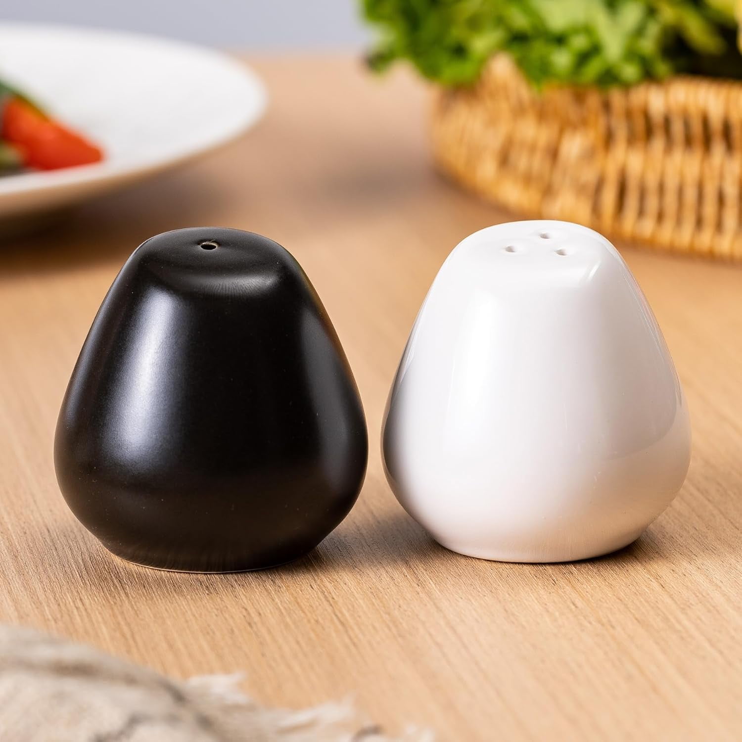 Ceramic Salt and Pepper Shakers Set of 2, 2oz Farmhouse Style, Vintage Cute Mini Salt Shakers ...
