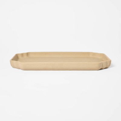 Ceramic Sandy Glaze Tray - Oblong Decorative Centerpiece, Raised Edges ...