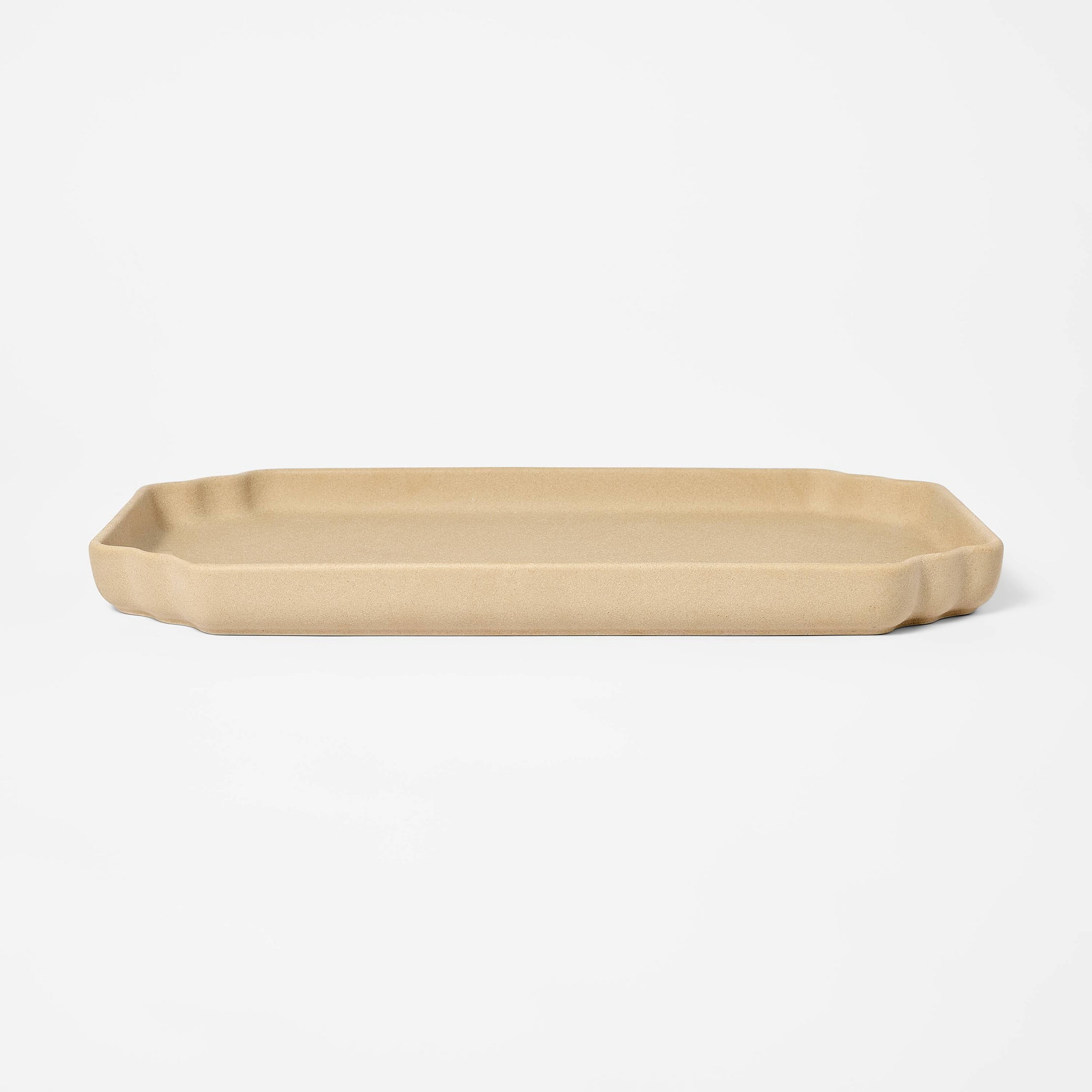 Ceramic Sandy Glaze Tray : Oblong Decorative Centerpiece, Raised Edges ...