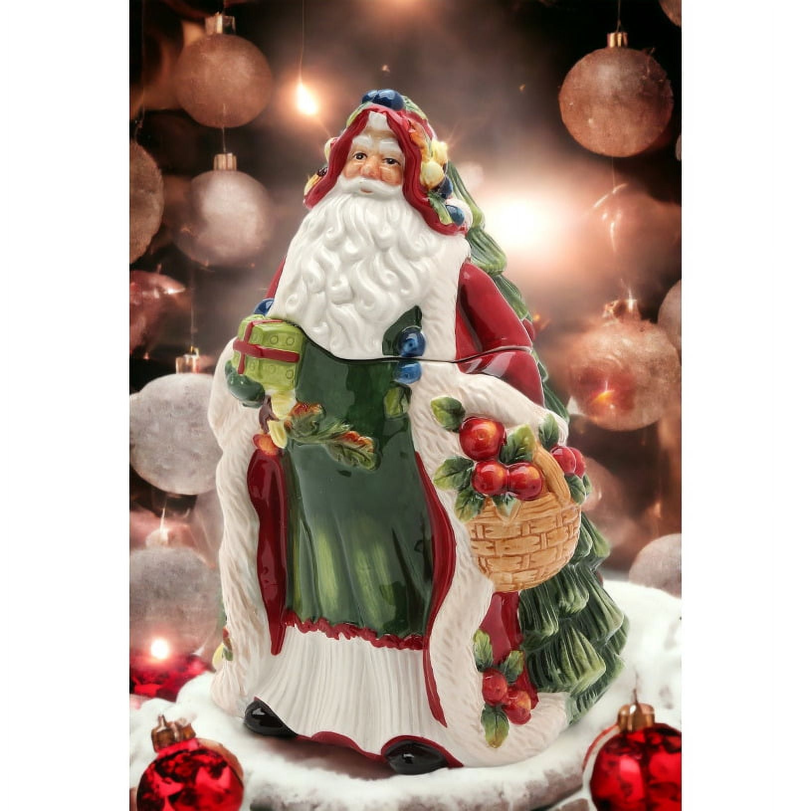 Ceramic Santa Candy Jar Holiday Decor 5.875 Inch Christmas Kitchen ...